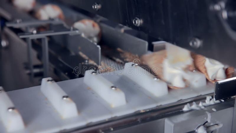 Ice Cream on the Conveyor Line. Ice Cream Cone on the Conveyor Stock ...