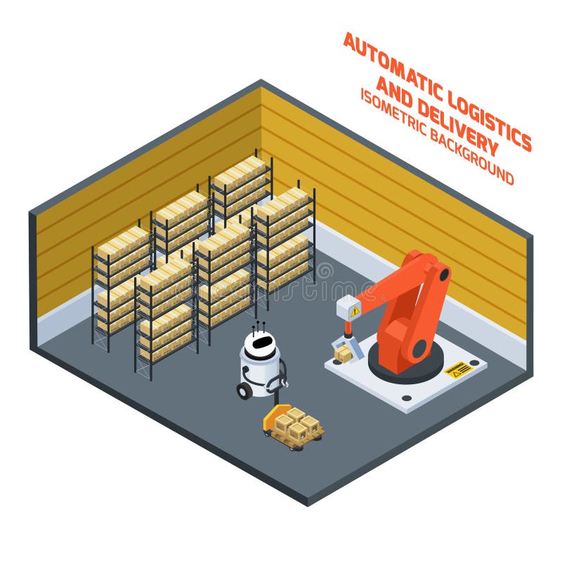 Automatic Logistics Delivery Isometric Background Stock Vector - Illustration of global ...