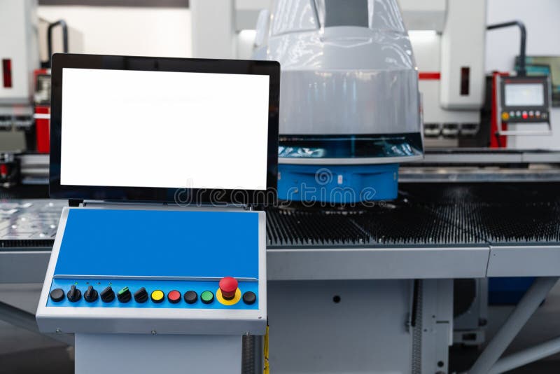 Automatic Machine for Cutting Metal at Work. Smart Factory Stock Image ...