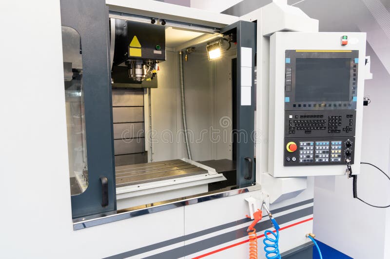 Automatic Machine for Cutting Metal at Work. Smart Factory. Stock Image ...