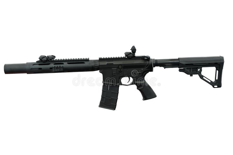 Automatic Machine Gun Isolated on White Background Stock Photo - Image ...