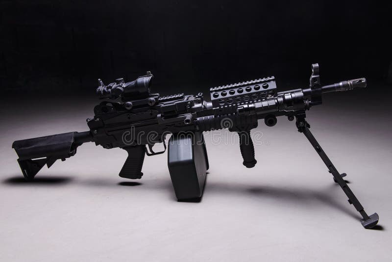 US Automatic Machine Gun.Top View Stock Image - Image of arms, rifle ...
