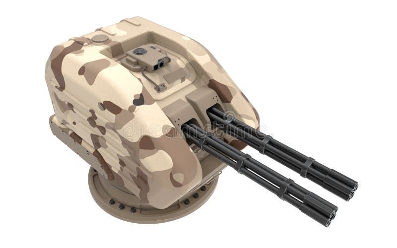 Automatic Machine Gun Turret Isolated on White Background Stock ...