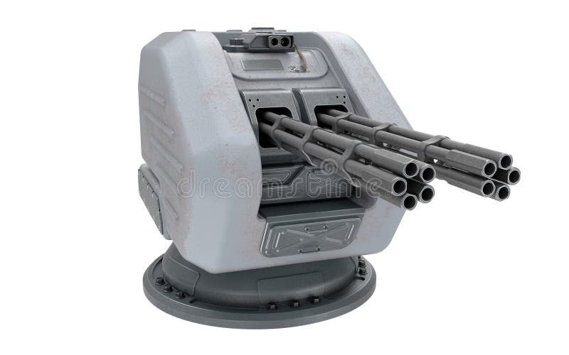 Automatic Machine Gun Turret Isolated on White Background Stock ...