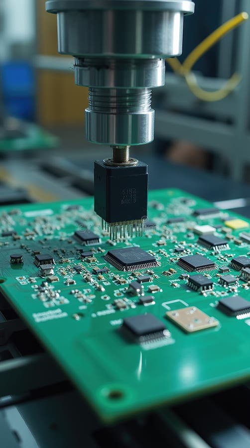 Automatic Machine Installing Components on a Moving Circuit Board Stock ...