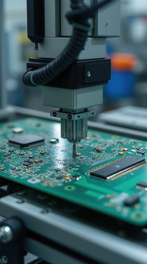 Automatic Machine Installing Components on Moving Circuit Board Stock ...