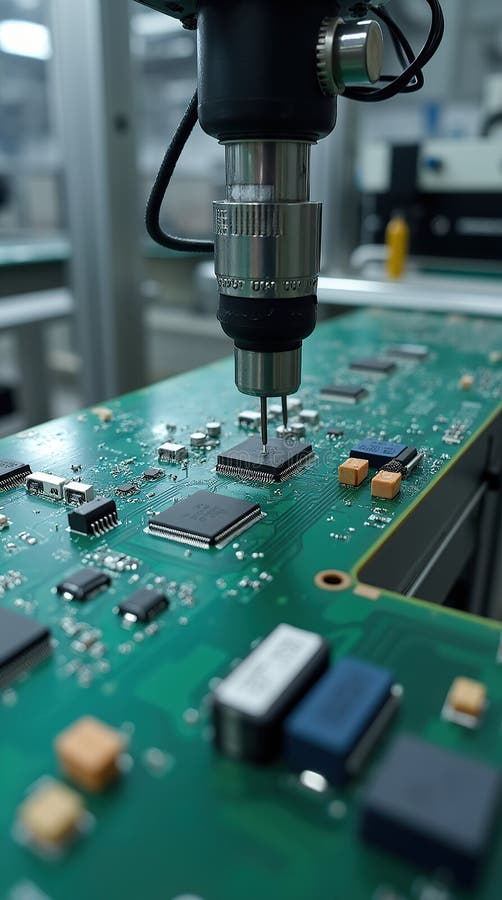 Automatic Machine Installing Components on Moving Circuit Board Stock ...