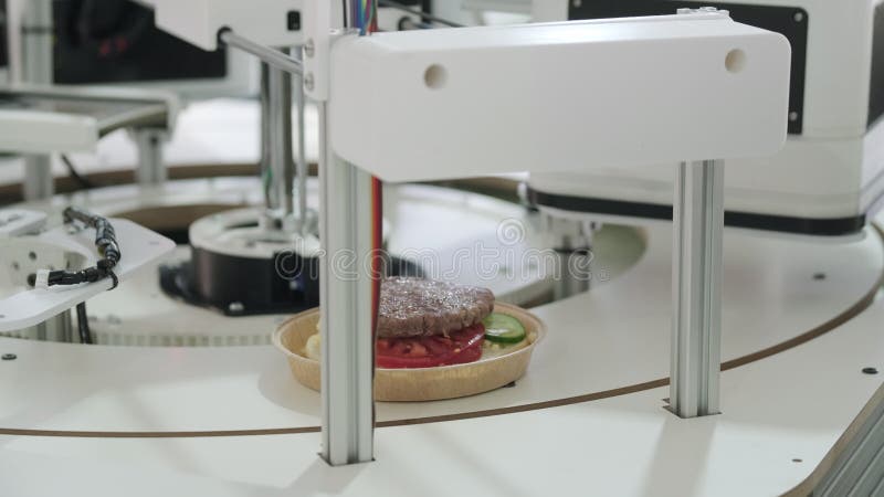 Automatic Machine Messing Up Burger Production Stock Video - Video of ...