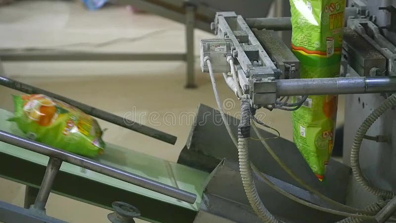 Automatic Packer Passing Cord Round Empty Box on Fork Pallet in Storage ...