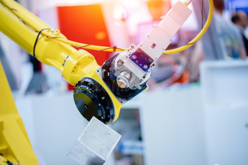 Automatic Machine Robot Arm Tool in Manufacture Factory. Concept Smart ...