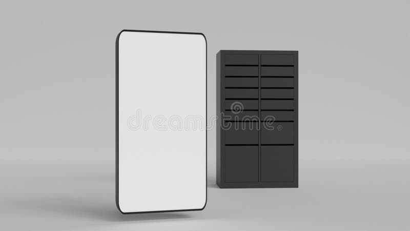 Automatic Mailbox for Issuing Parcels City and White Screen on the ...