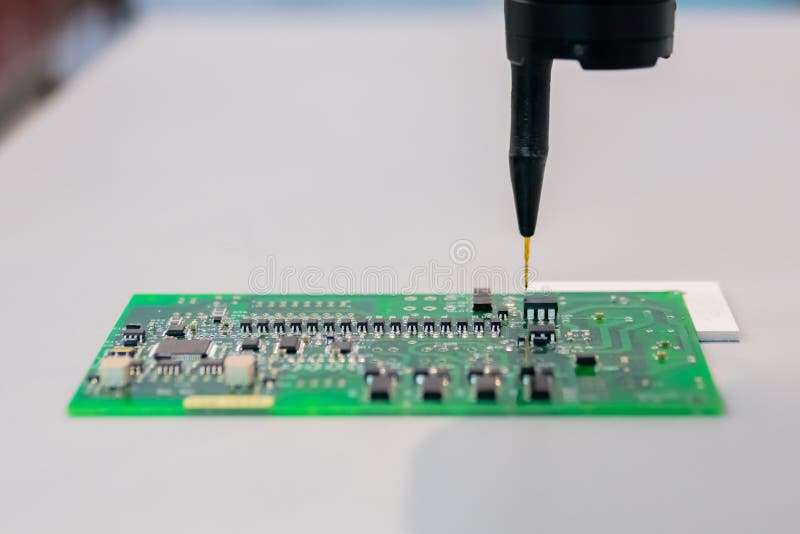 Automatic Manipulator with Dispenser Needle during Work with SMT Pcb ...