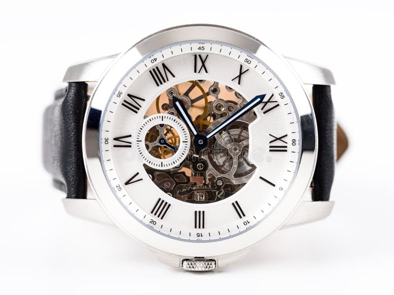 Automatic Men Watch with Visible Mechanism Stock Image - Image of face ...