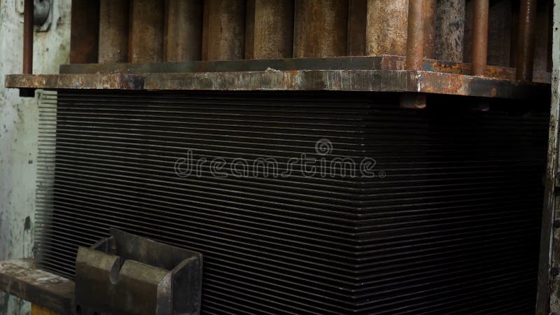 Automatic Metal Press Machine during Working Process at a Factory ...