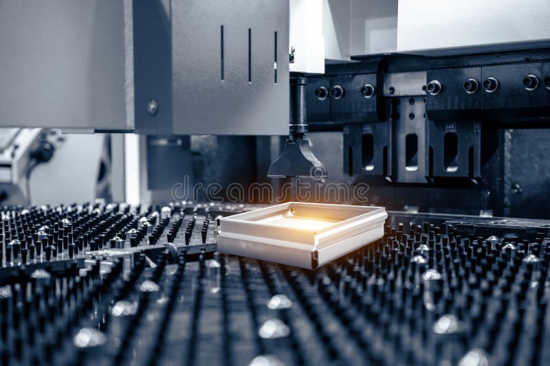 Automatic Metal Sheet Bending Machine at Work in Factory. CNC Panel ...