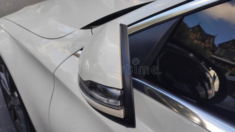 Automatic Open Wing Mirror, Inside Car View, 4K, Soft Focus Stock ...