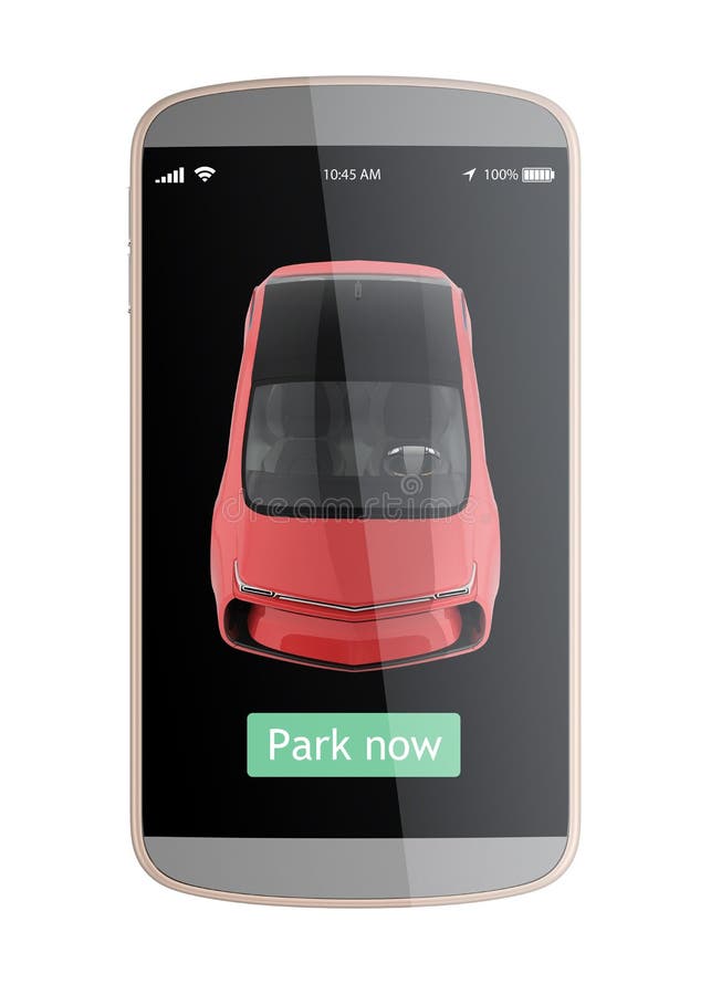 Park Car by Automatic Parking App Concept Stock Illustration ...