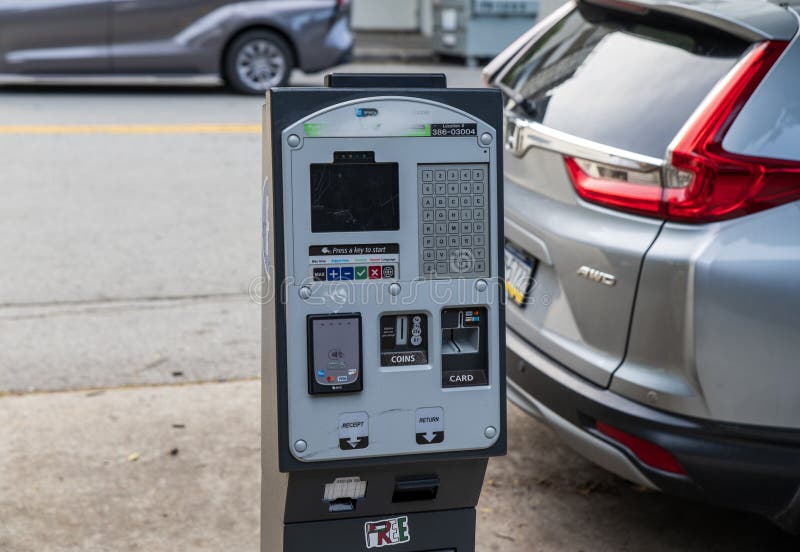 Automatic Parking Pay Station Kiosk on City Street Editorial Stock ...