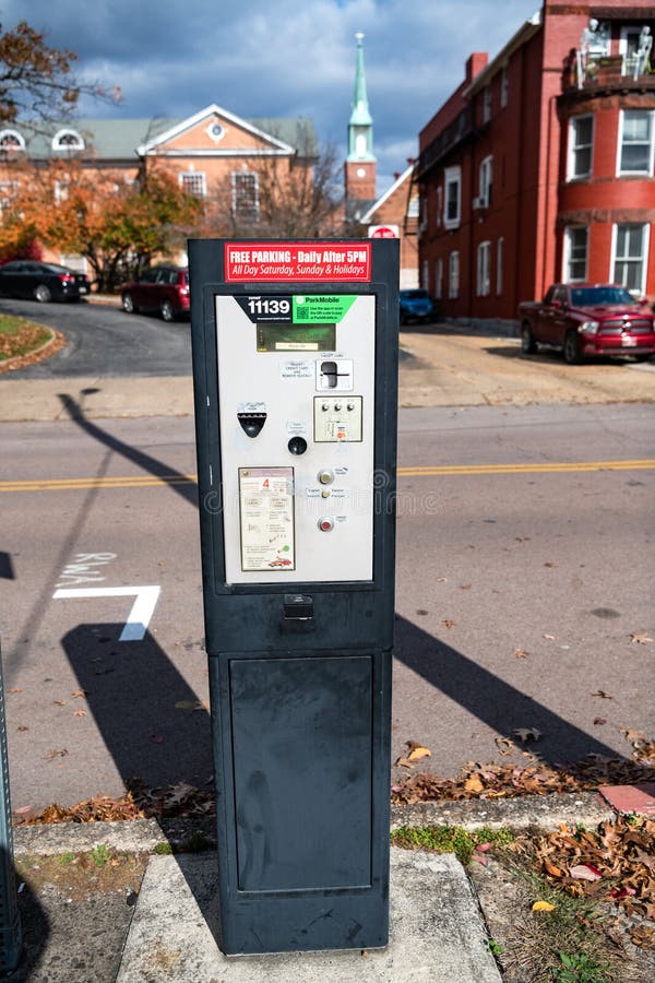Automatic Parking Payment Station on the Side of the Road in the Center ...