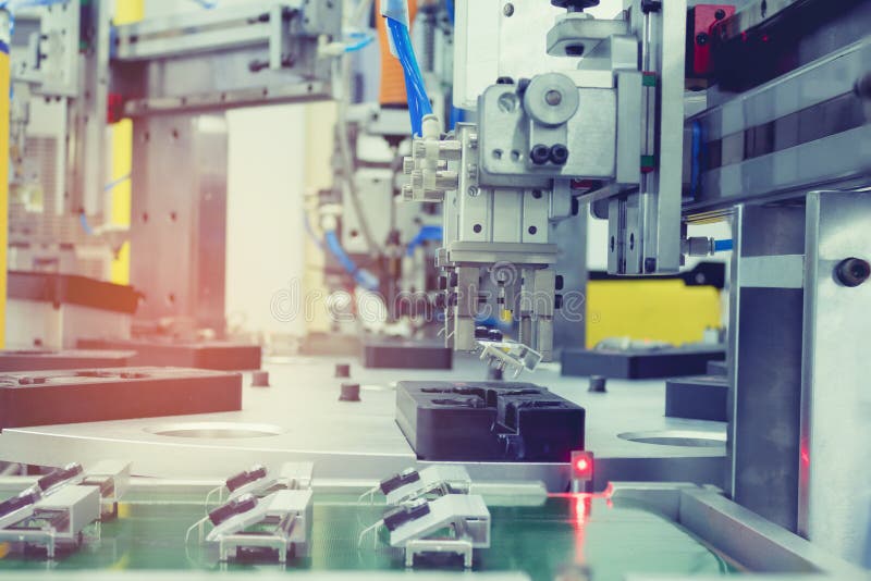 Automated Assembly Line for Electric Vehicle Batteries Stock Photo ...