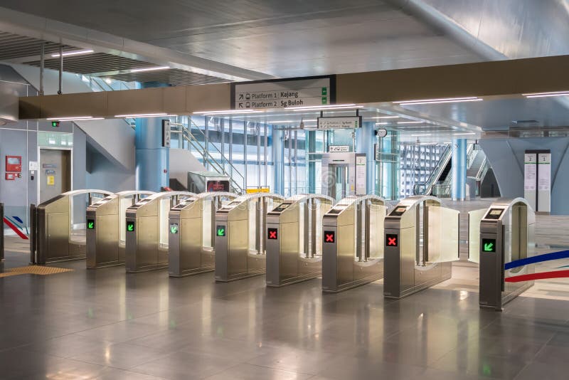 Automatic Payment Gate at the MRT Mass Rapid Transit Station. MRT is ...