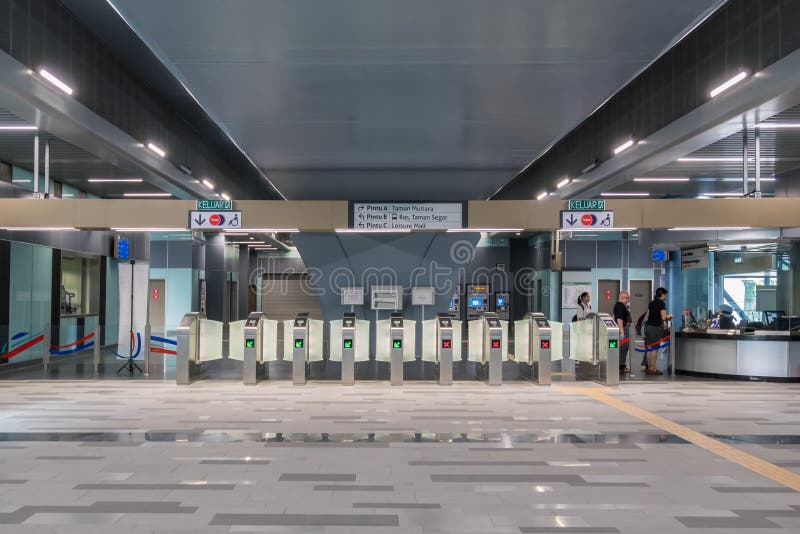 Automatic Payment Gate at the MRT Mass Rapid Transit Station. MRT is ...