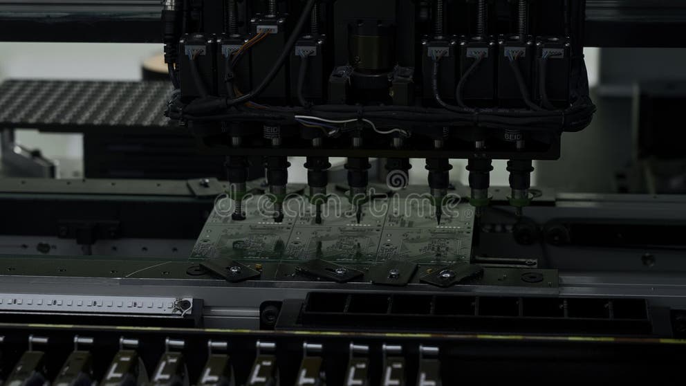 Automatic Pick and Place Machine is Installing Components on Circuit ...