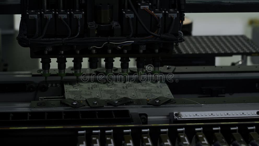 Automatic Pick and Place Machine is Installing Components on Circuit ...