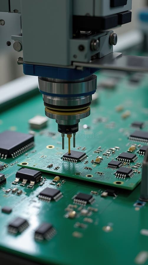 Automatic Pick and Place Machine Installing Components on Circuit Board ...