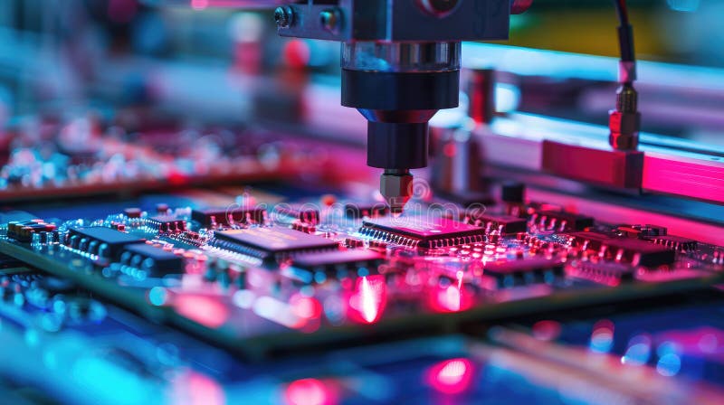 The Automatic Pick and Place Machine Quickly Installs Components Onto a ...