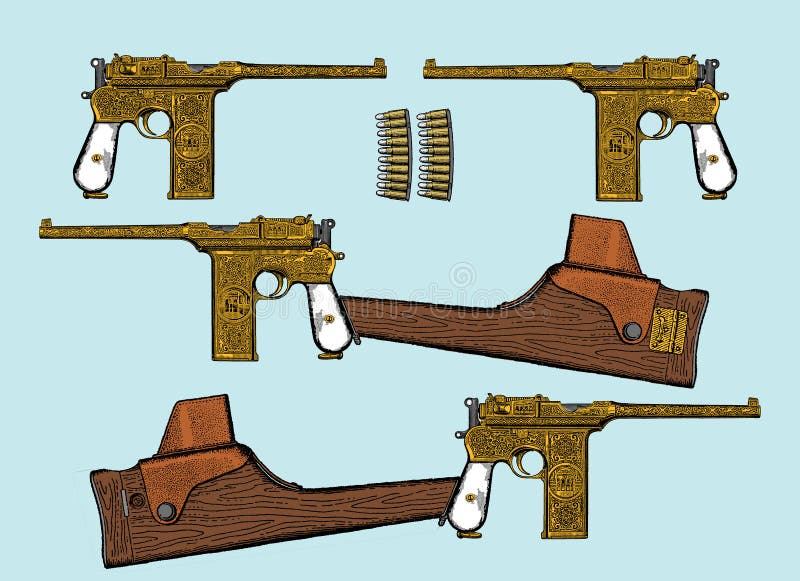 Automatic Pistol Astra Model 902 (GOLD) Stock Illustration ...