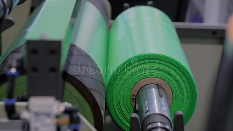 Automatic Plastic Bag Making Machine - Roller with Green Polyethylene ...
