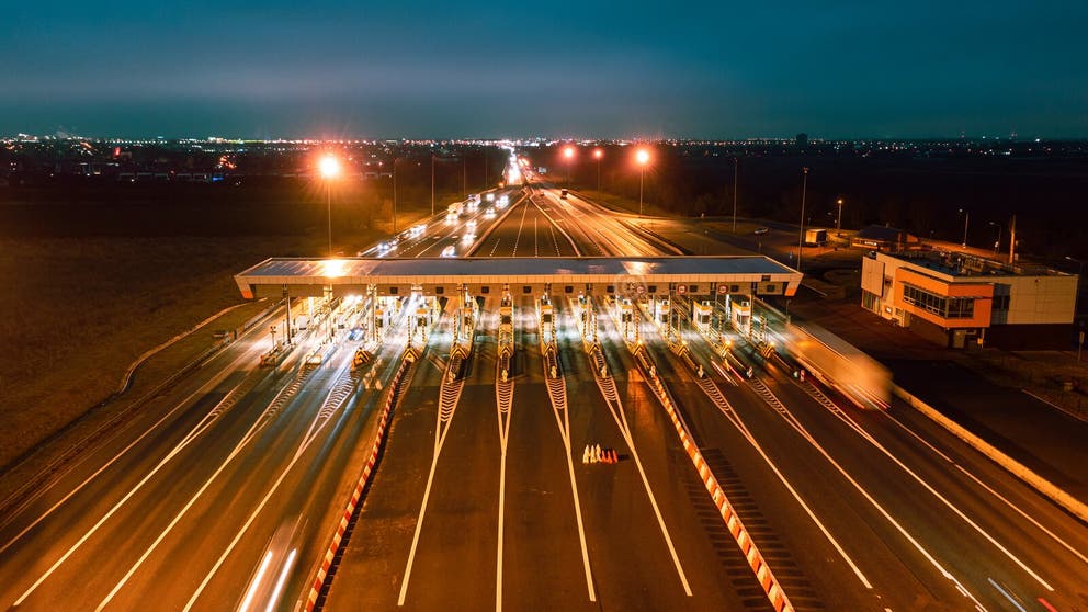 Automatic Point of Payment on a Toll Road. Turnpike Stock Image - Image ...