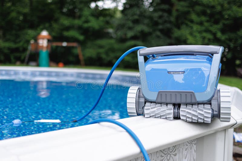 Automatic Pool Cleaning Robot Vacuum Stock Photo - Image of poolside ...