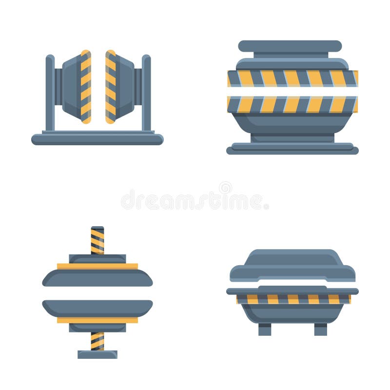 Automatic Press Icons Set Cartoon Vector. Various Automatic Press Form ...