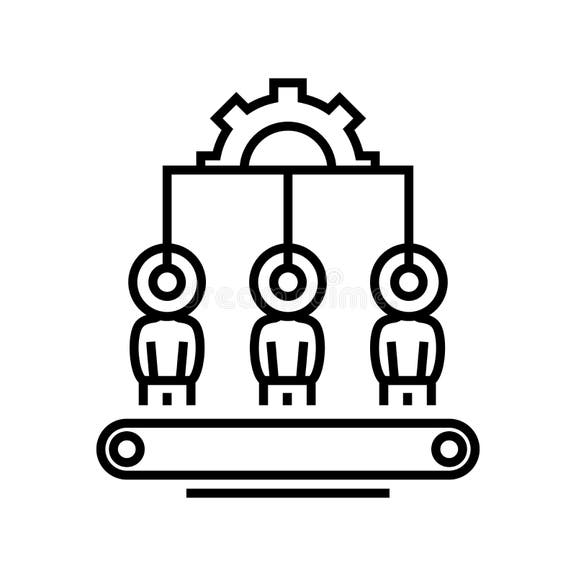 Automatic Process Line Icon, Concept Sign, Outline Vector Illustration ...