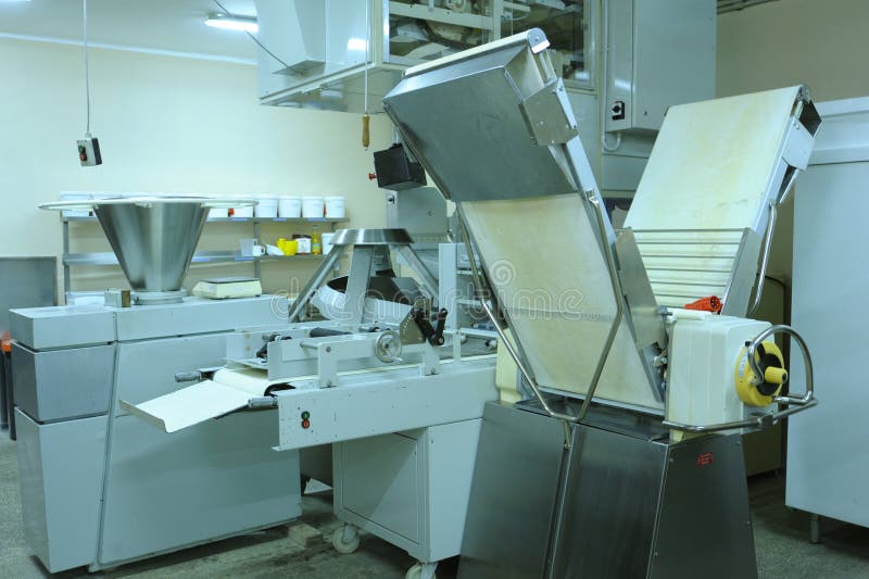 An Automatic Production Dough Line Prepared for Work at the Bakery ...
