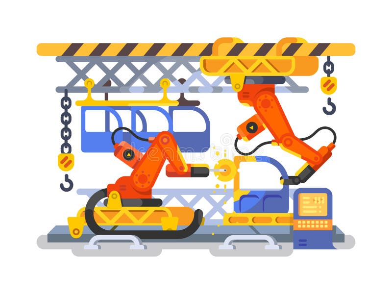 Automatic Production in Factory Using Robots Stock Vector ...