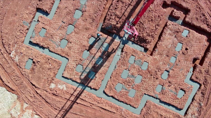 An Automatic Pump is Used To Direct Cement Concrete in Construction ...