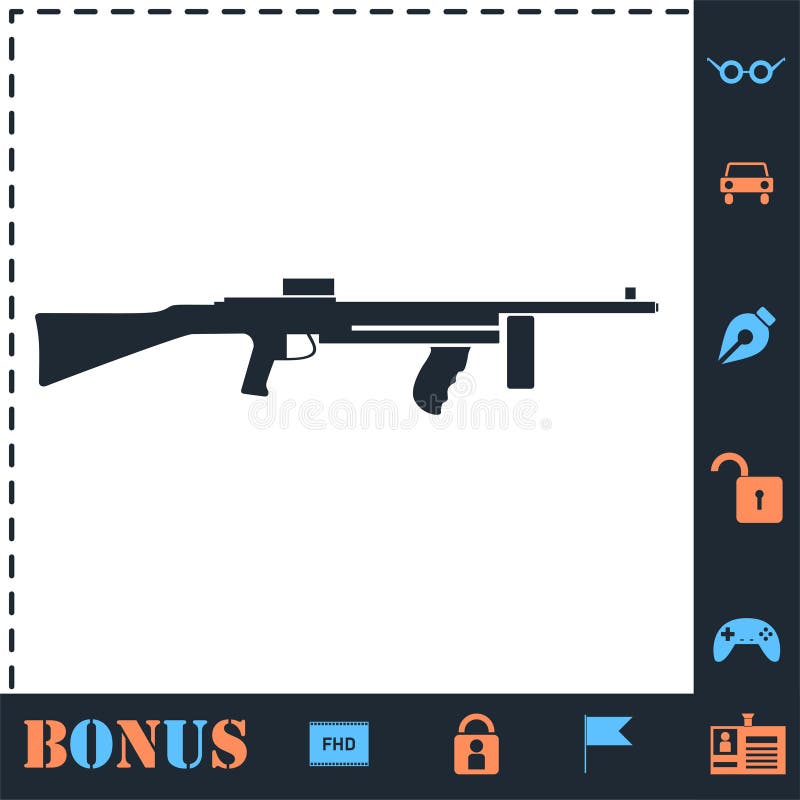 Automatic Rifle icon flat stock vector. Illustration of automatic ...