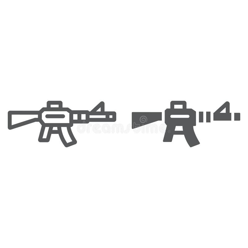 Automatic Rifle Thin Line Icon, Army and War, Gun Sign, Vector Graphics ...