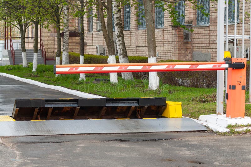 Automatic Road Blocker Locks Access To the Protected Area Stock Photo ...