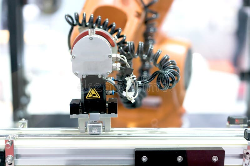 Automatic Robot Arm with Imaging Sensor in Assembly Line Working Stock ...