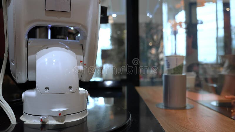 Automatic Robot Arm Preparing Coffee with Coffee Machine. Stock Video ...