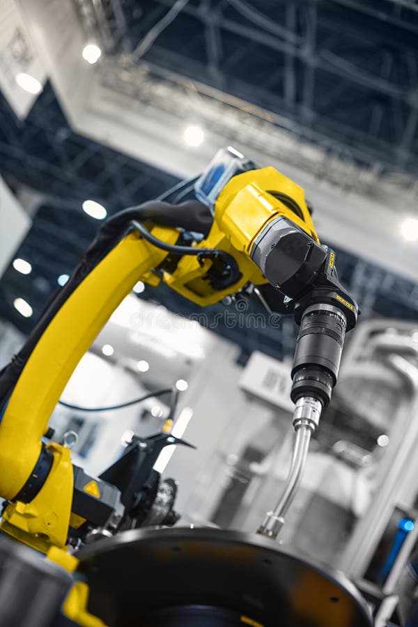 Automatic Robot Arm Working in Industrial Environment Stock Image ...