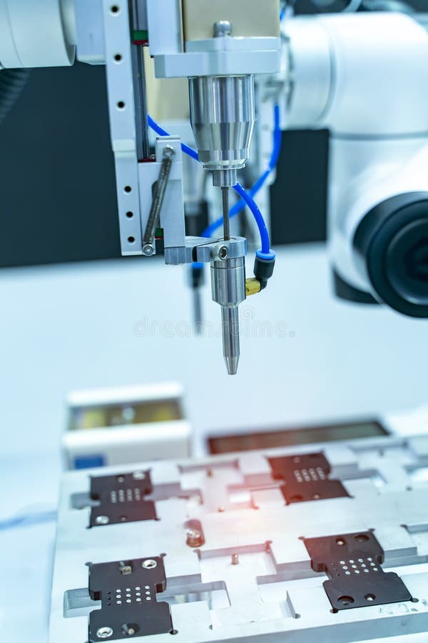 Automatic Robot Drill Machine Tool at Mobile Manufacture Factory Stock ...