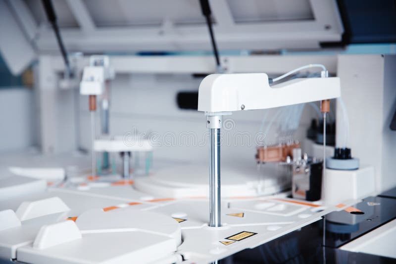 Automatic Robot Microbiologist Analyzing Test Tube of Blood Samples for ...