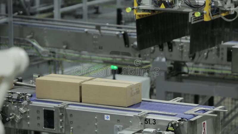 Automatic Robot Sorting Carton Boxes Stock Footage - Video of belt ...