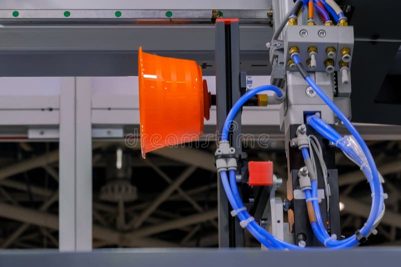 Automatic Robotic Arm Manipulator with Suction Cups Moves Plastic Pots ...