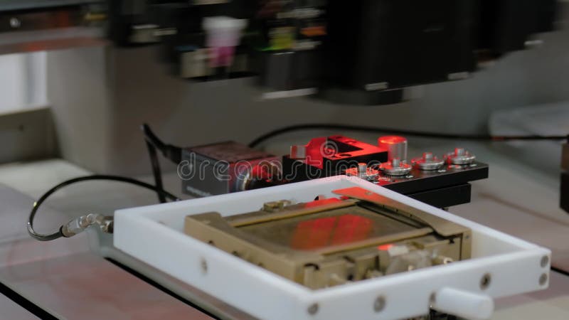 Automatic Robotic System for Checking Computer Pcb - Close Up Stock ...